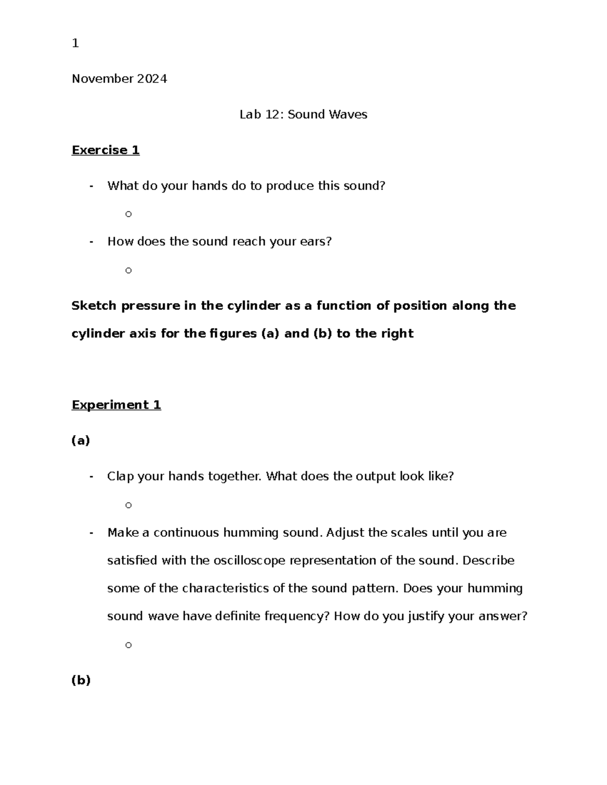 Lab12 - Sound Waves Experiment Analysis and Observations - Studocu