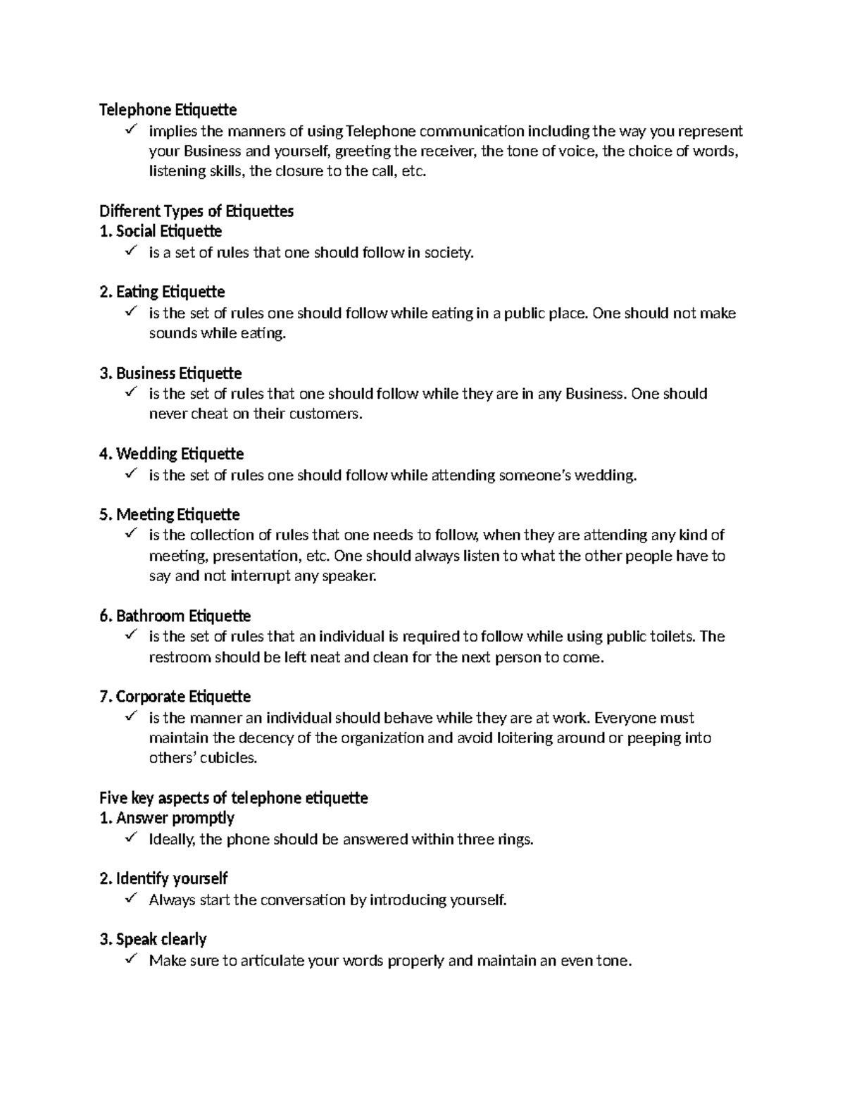 Lesson 3 - Essential Telephone Etiquette Guidelines - Studocu