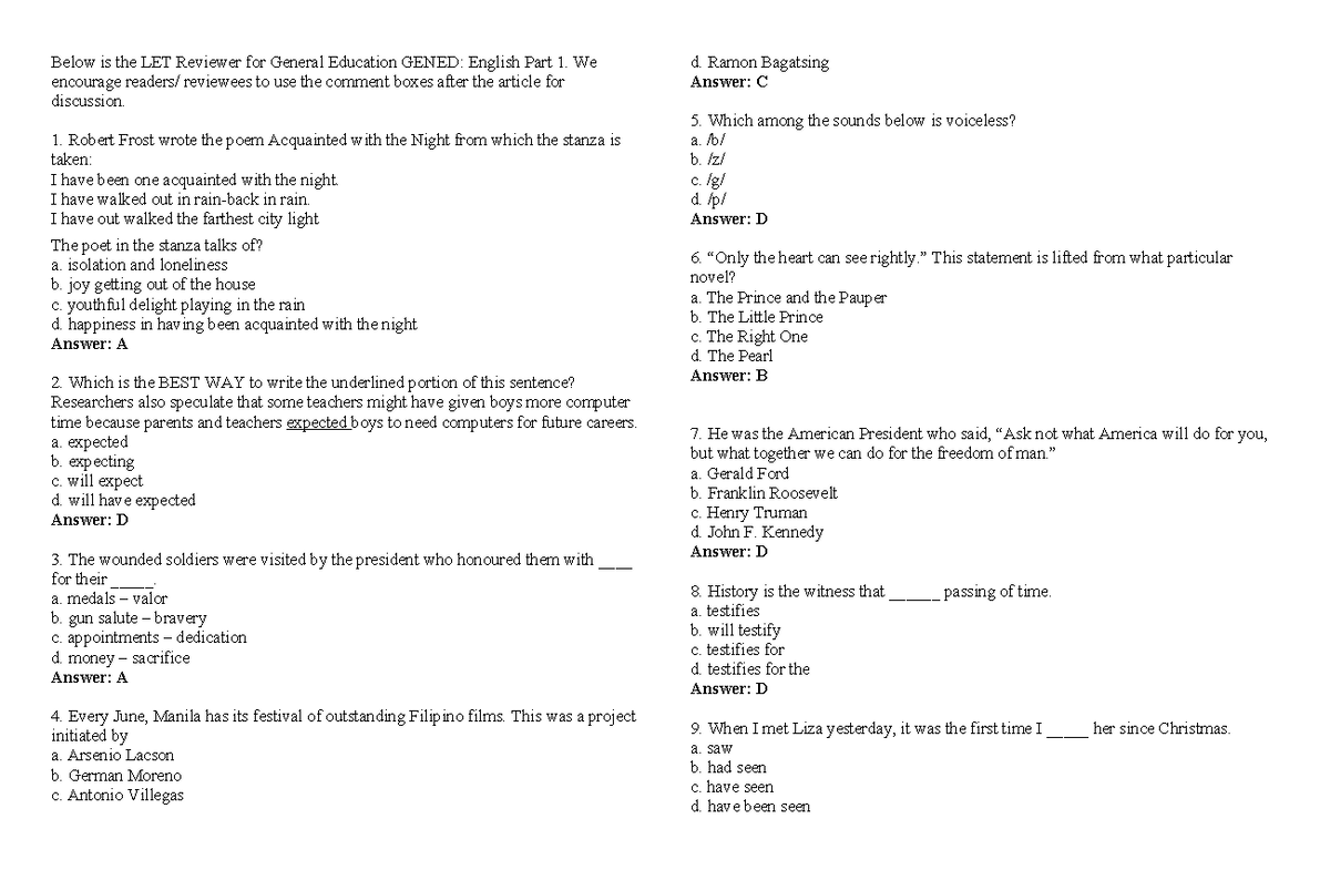 LET Reviewer for General Education GENED: Comprehensive Study Notes ...