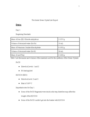 Crystal Violet Lab Report - Lab Report: Crystal Violet determining the ...