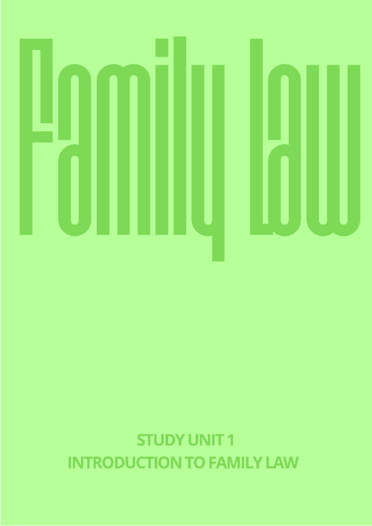 Family Law Study Unit 1: Introduction & Constitutional Impact - Studocu