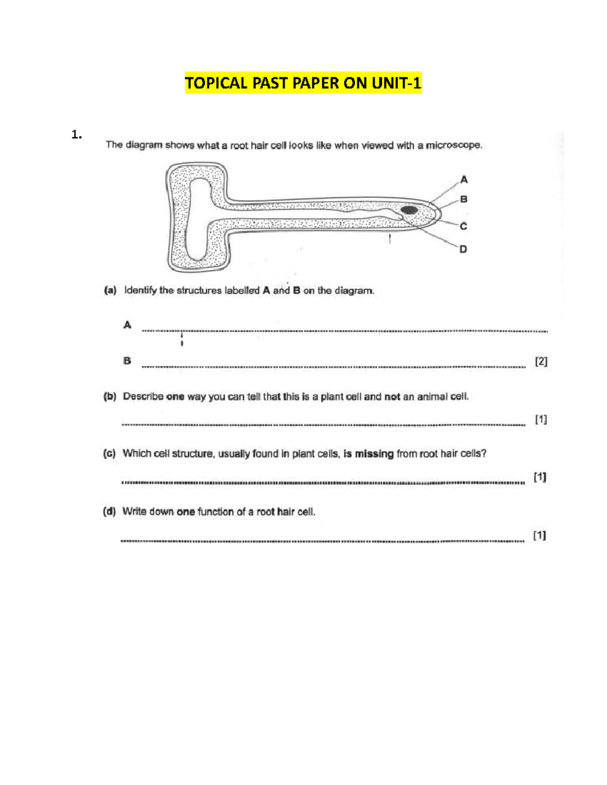 4 5976381292269280166 - Chemistry Unit 1, Paper 1 - TOPICAL PAST PAPER ...
