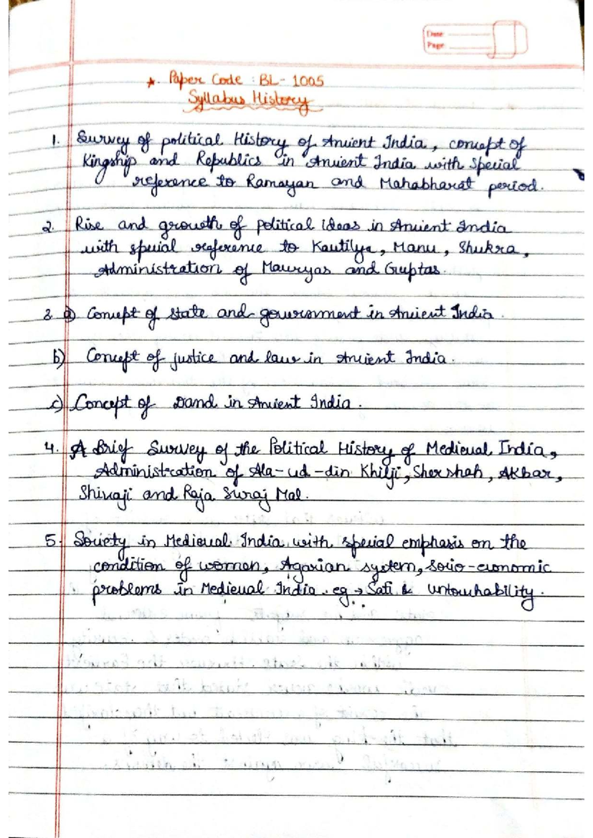 History 1005: Syllabus on Ancient and Medieval Indian Political ...