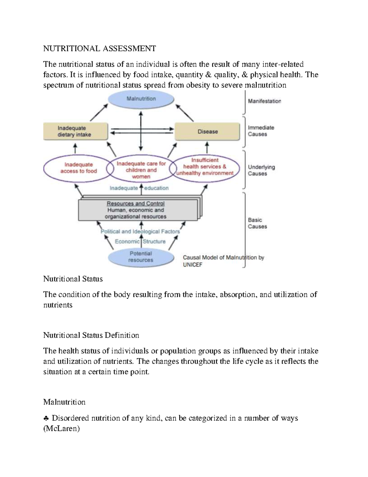 Nutritional Assessment PART 1 Lecture - NUTRITIONAL ASSESSMENT The ...