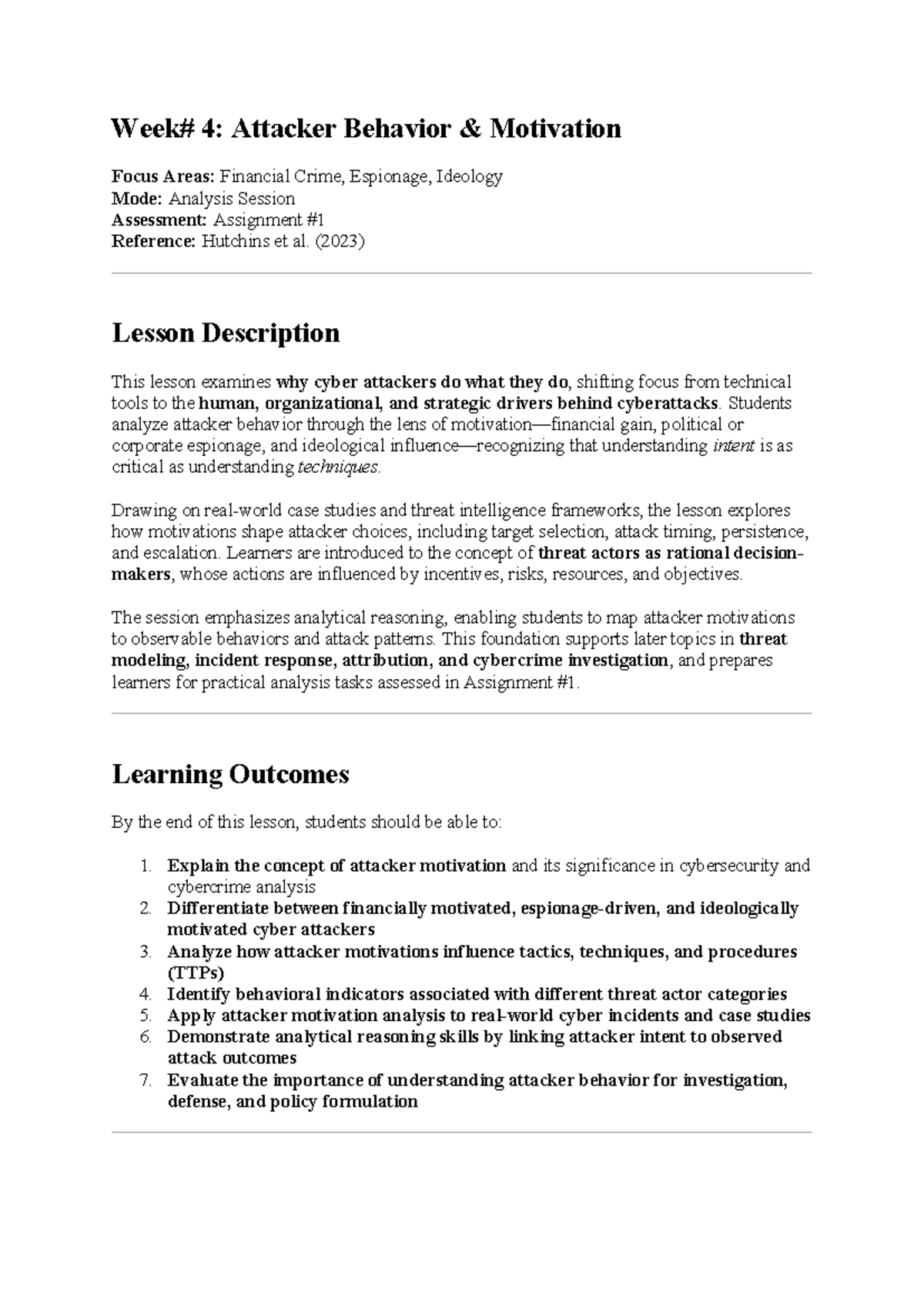 Week 4: Attacker Behavior Motivation - Financial Crime, Espionage ...