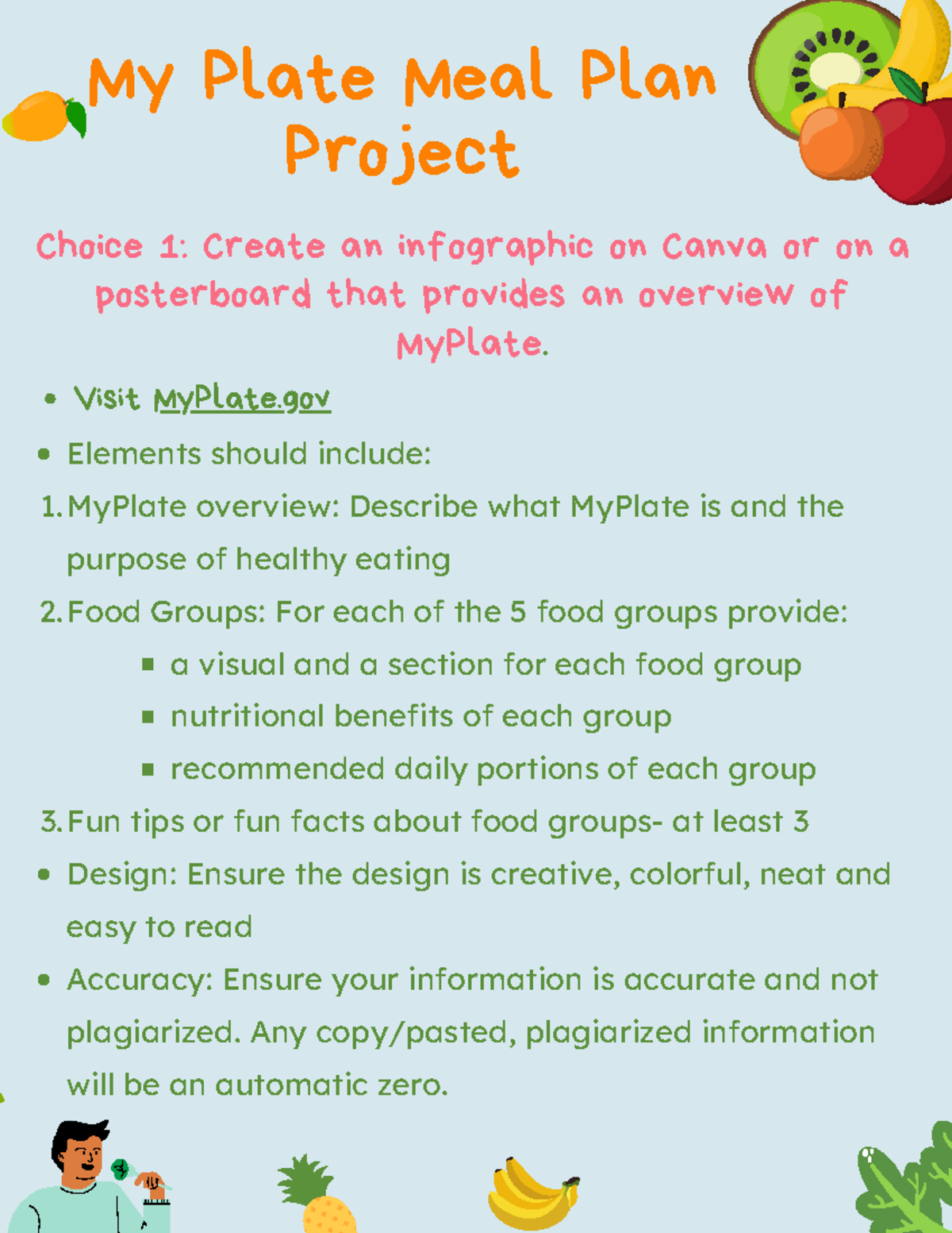 MyPlate Meal Plan Project - Overview & Guidelines - Studocu