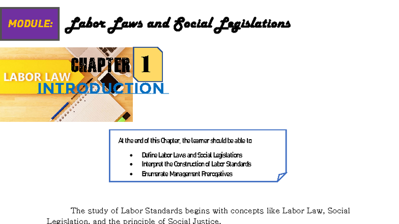 Labor Laws and Social Legislations (MODULE): Chapter 1 Overview - Studocu