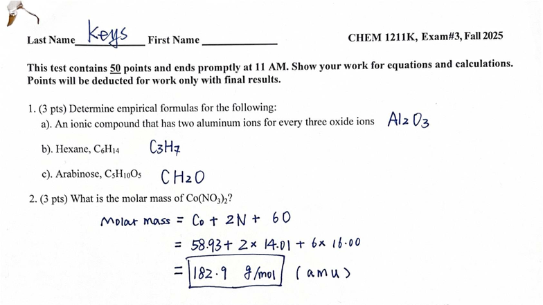 CHEM 1211K Fall 2025 Exam 3 Keys - Solutions and Calculations - Studocu