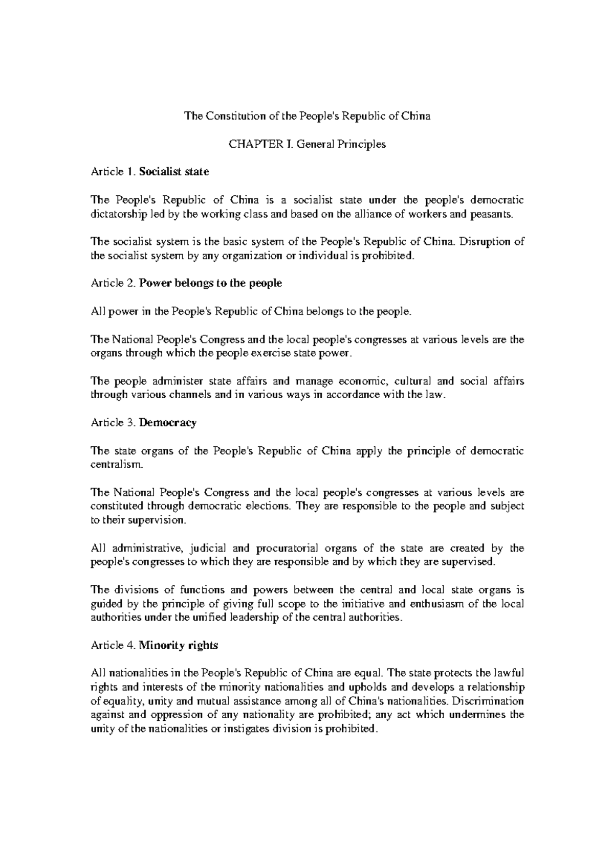 Chinese Constitution Overview: General Principles and Structure - Studocu