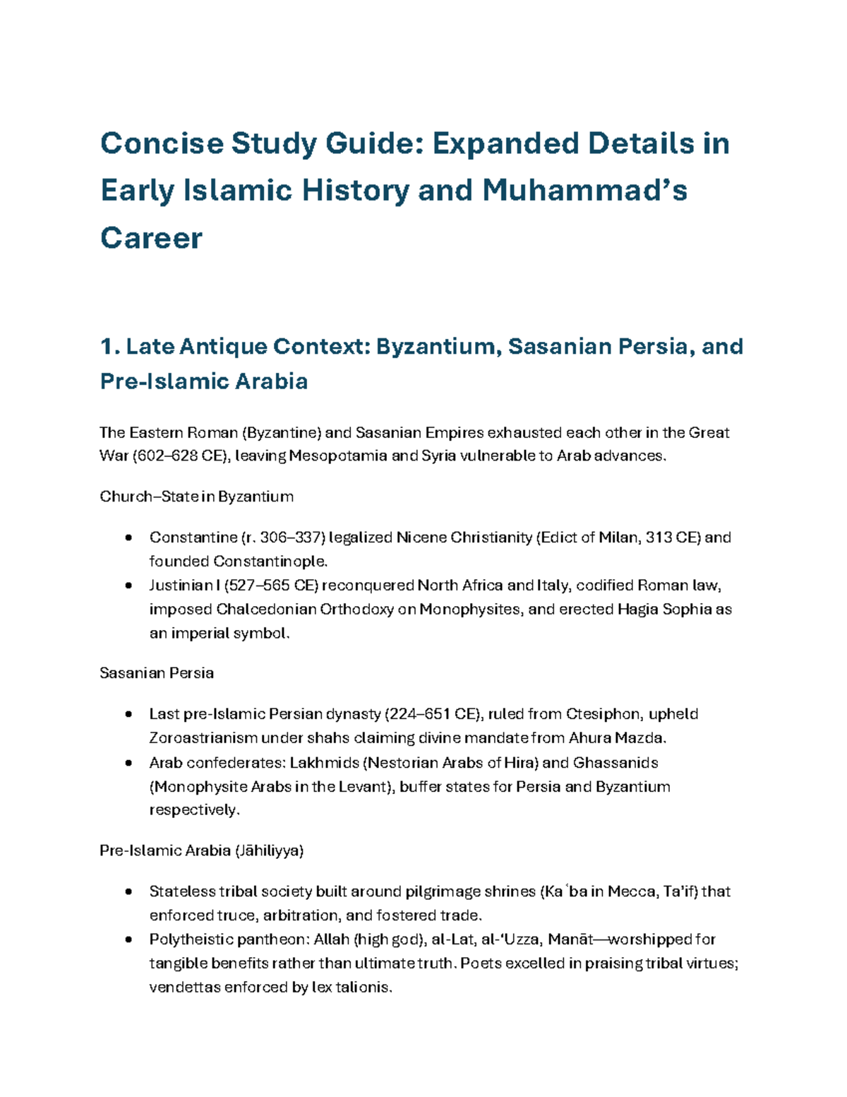 Critical Issues in Early Islamic History: Midterm 1 Study Guide - Studocu