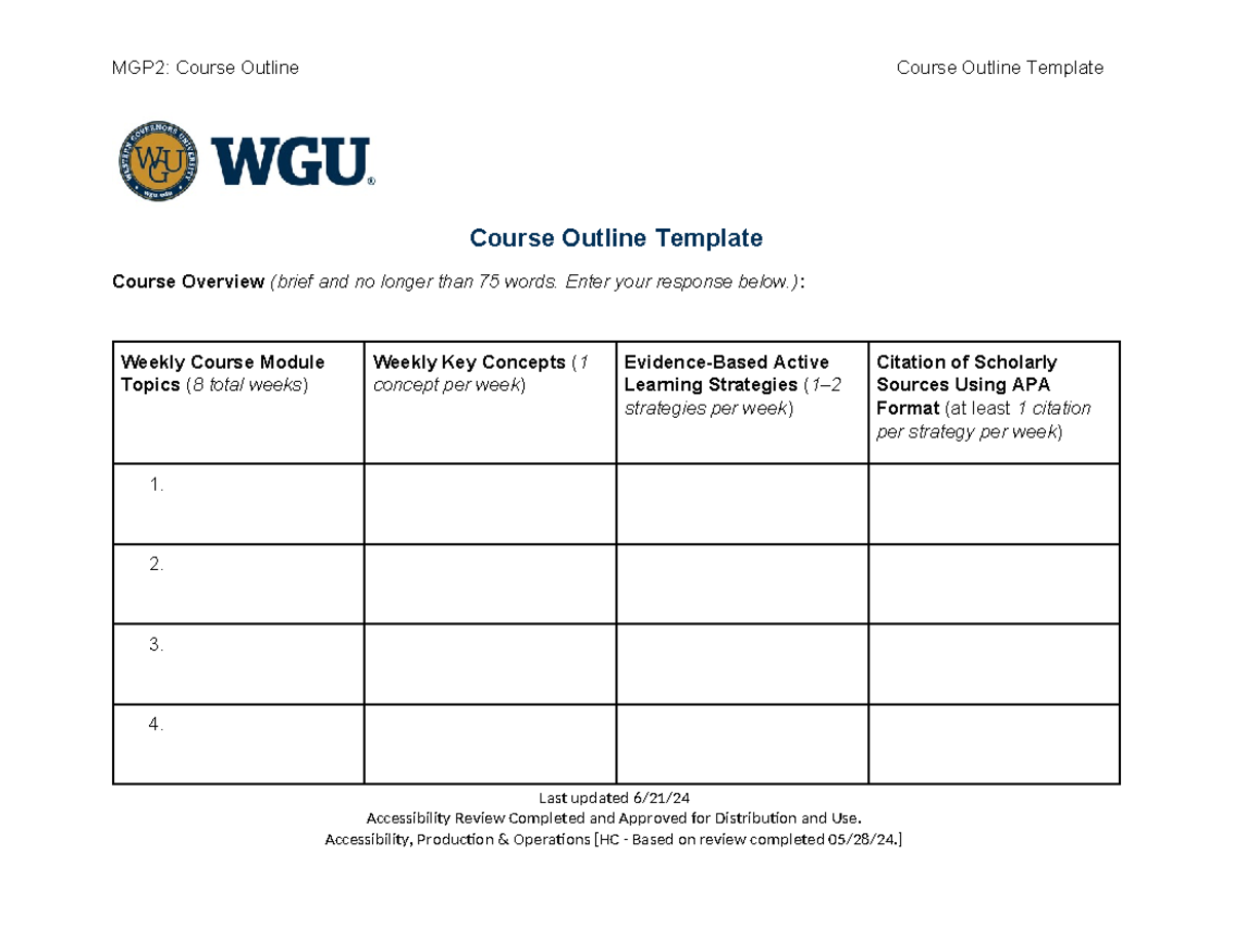 Course Outline Template - MGP2: Course Outline Course Outline Template ...