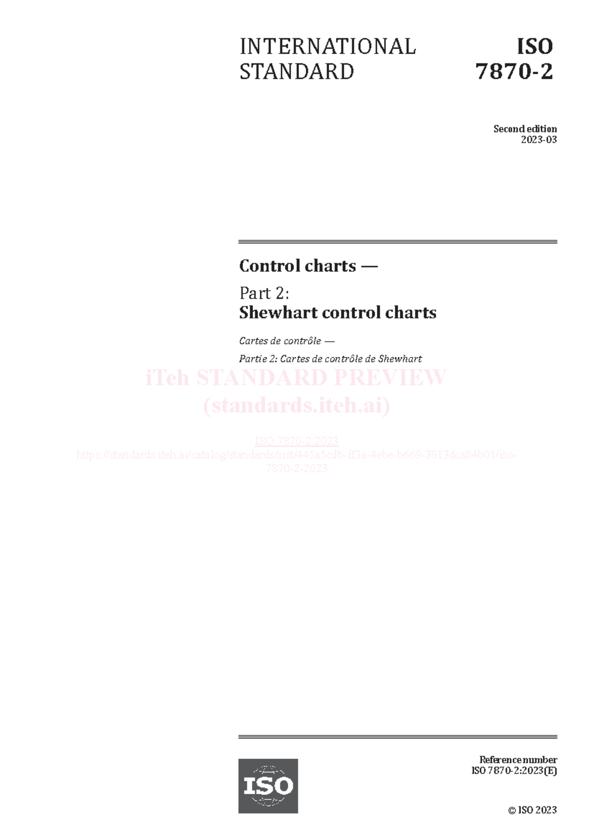 ISO 7870-2:2023 Control Charts - Shewhart Method Overview - Studocu