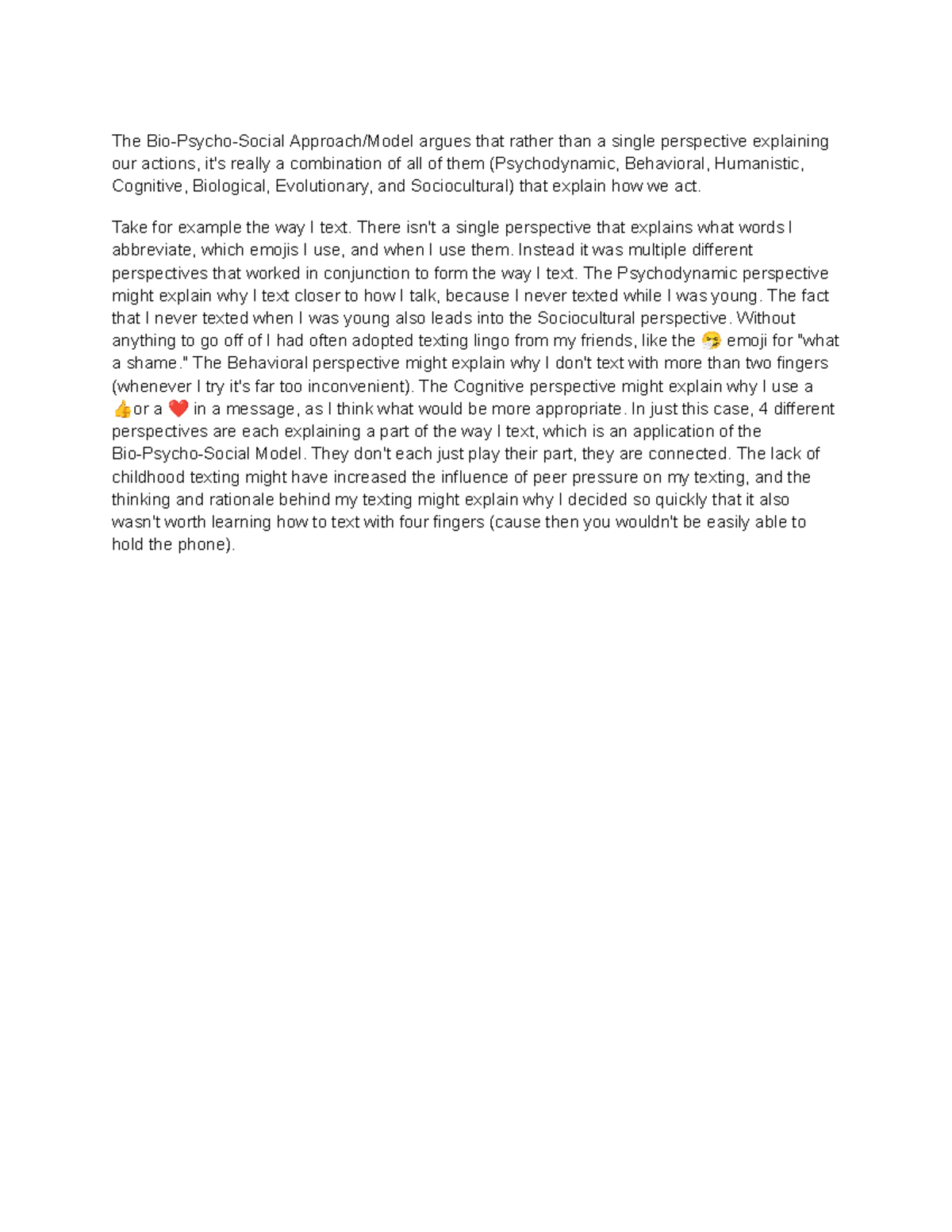 Psychology Perspectives on Texting: A Multifaceted Approach - Studocu