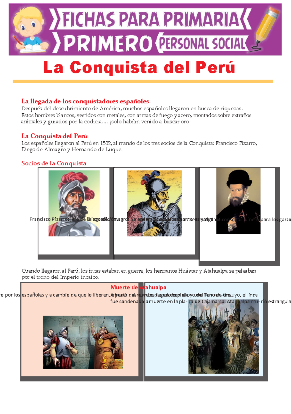 La Conquista del Perú: Resumen para 1er Grado de Primaria - Studocu