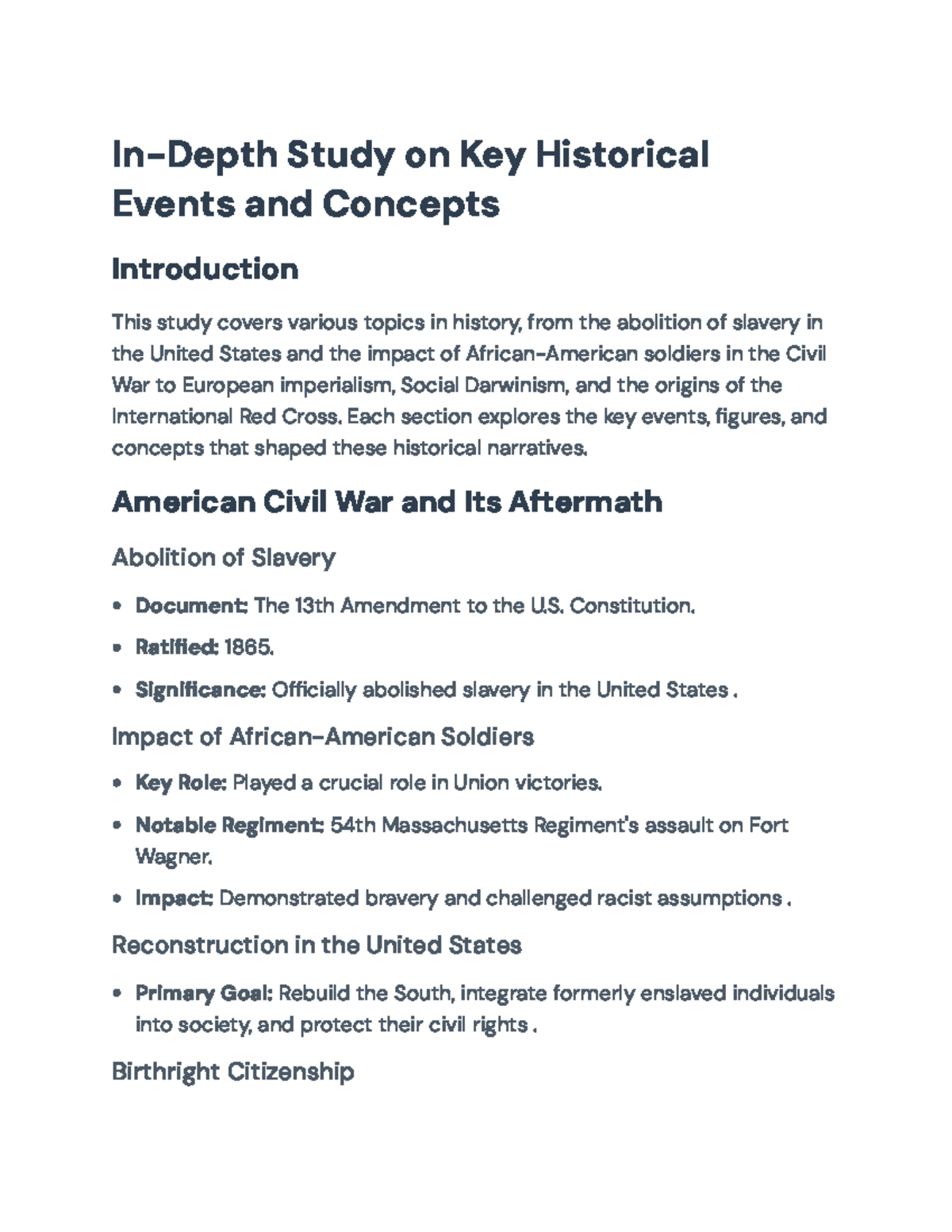 Comprehensive Historical Study Guide: Key Events & Concepts - In-Depth ...