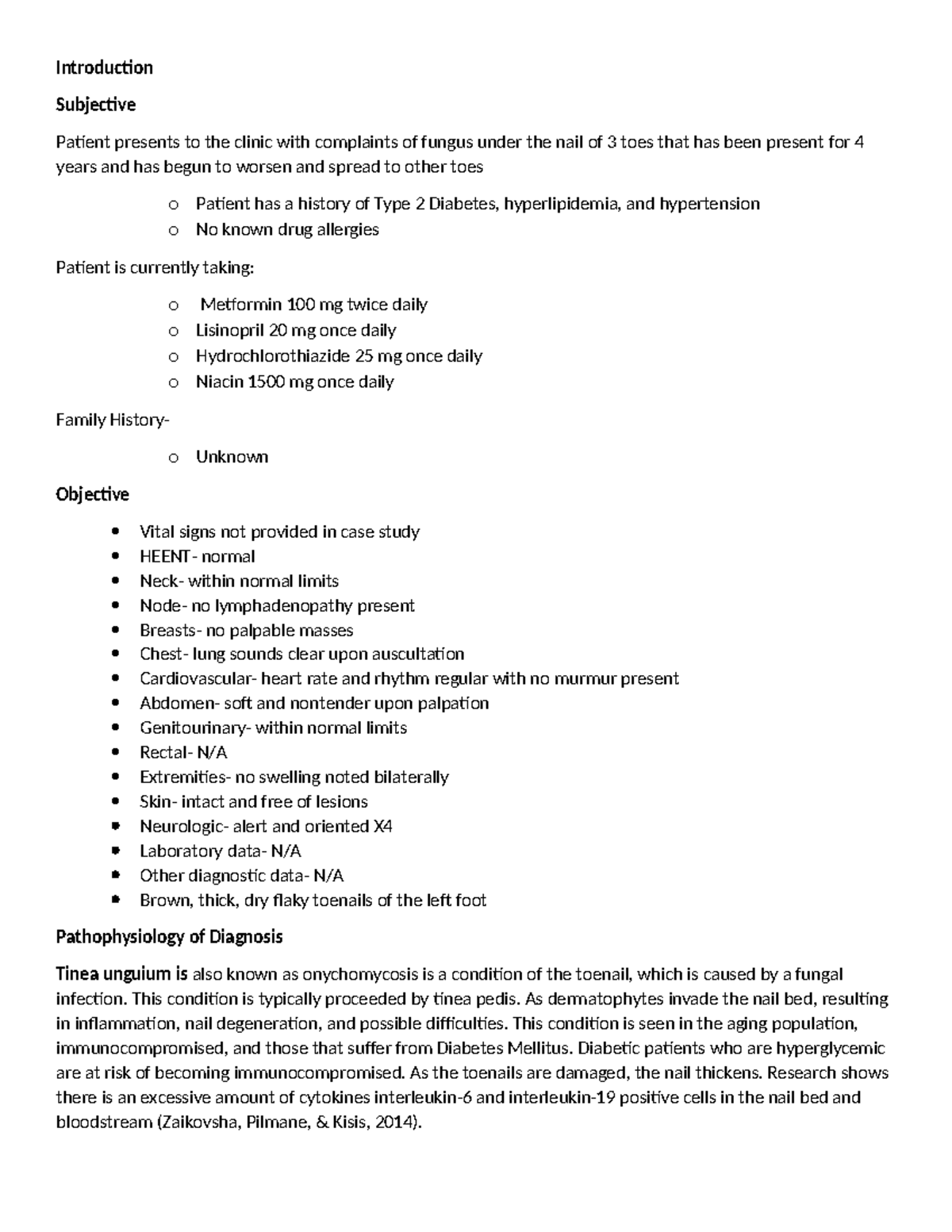 Case Study: Tinea Unguium in Diabetic Patient - Lesson Notes - Studocu