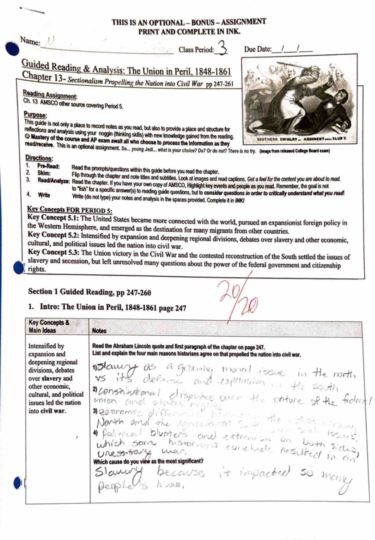 The Union in Peril: Guided Notes for APUSH Assignment (Ch. 13) - Studocu