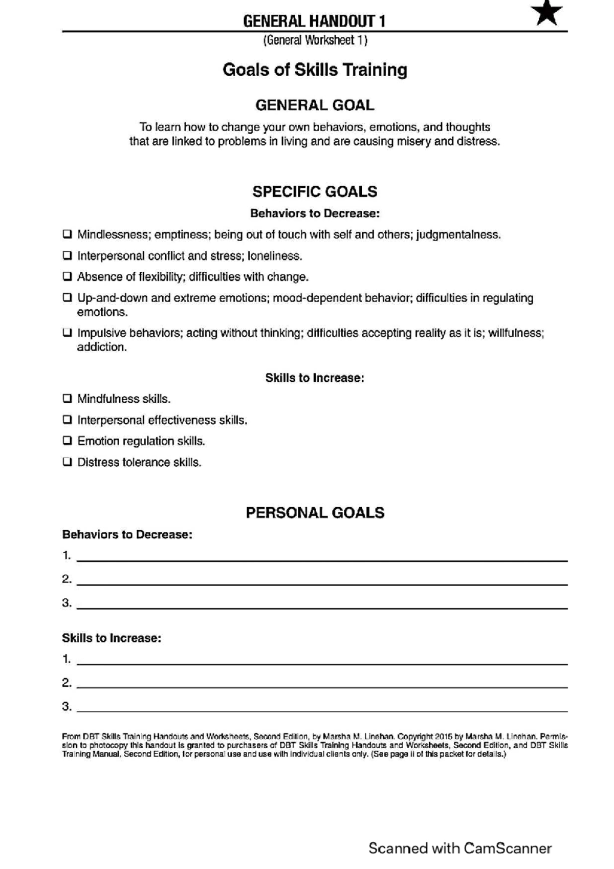 DBT Skills Training Handout 1: Goals and Problem-Solving Strategies ...