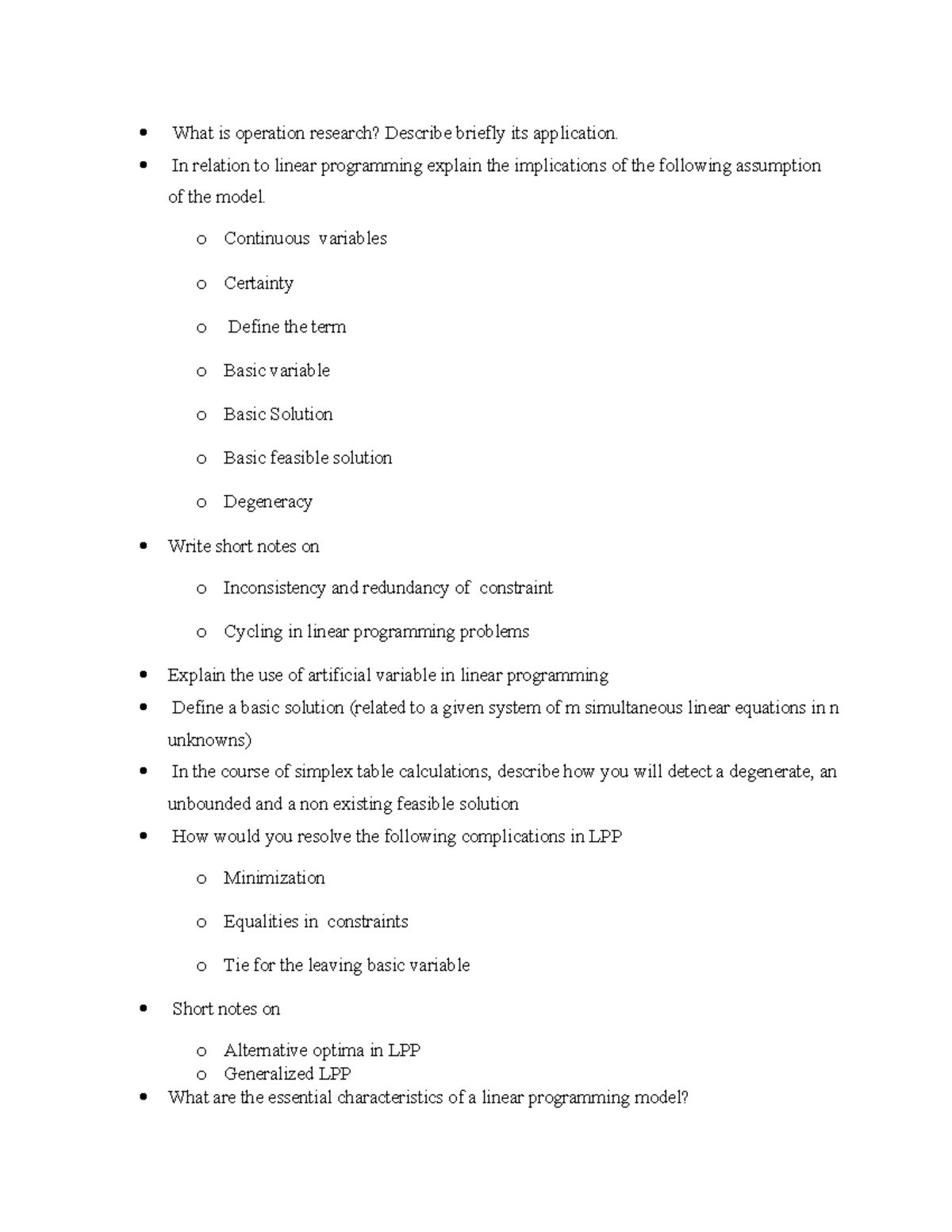 Operation Research Theory Questions: Applications & Linear Programming ...