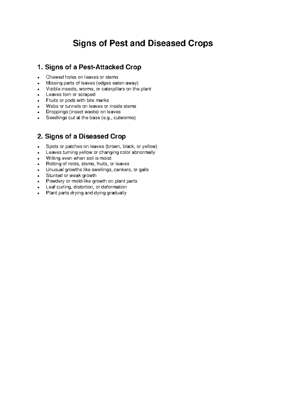 Signs of Pest and Disease in Crops: Identification Guide - Studocu
