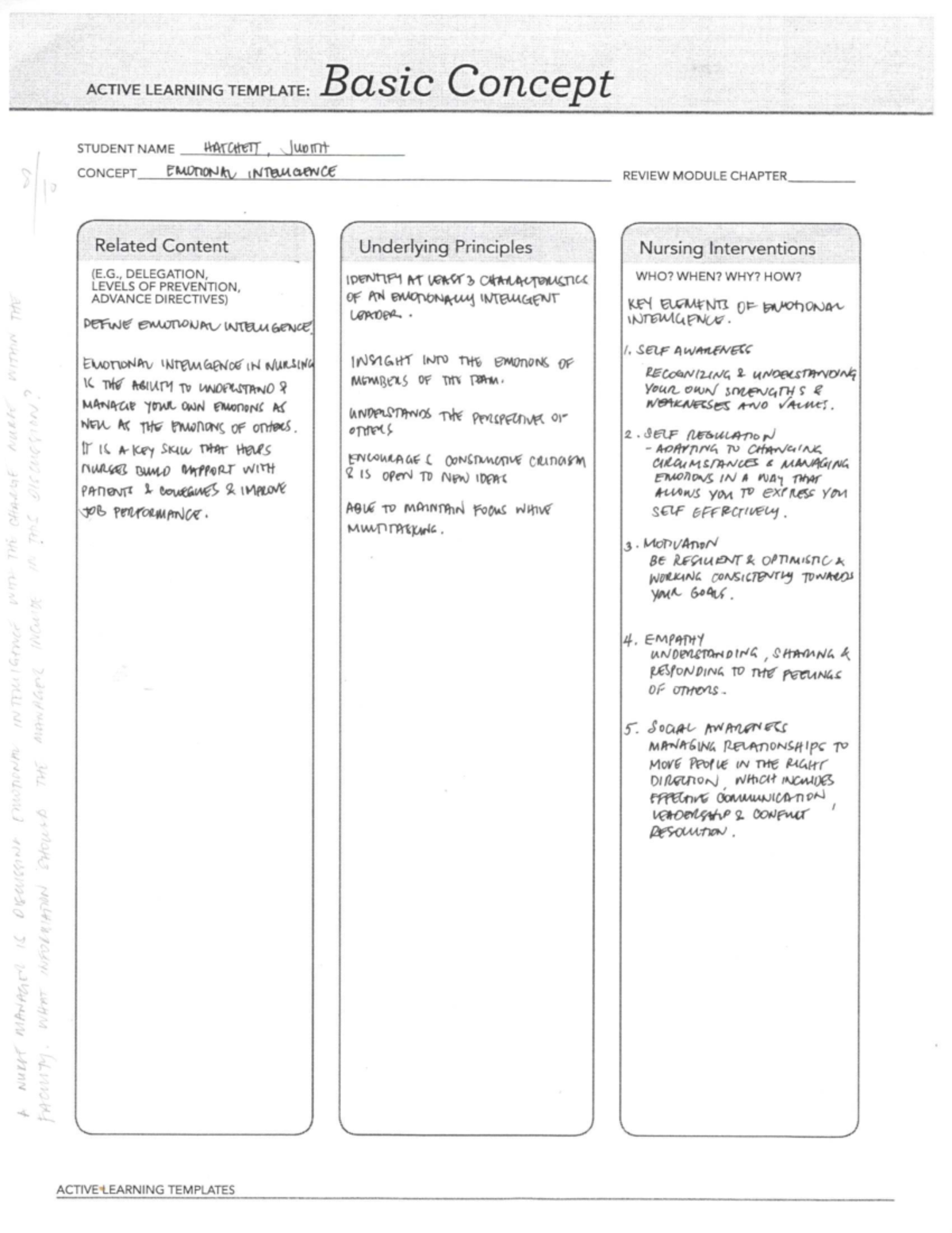 ACTIVE LEARNING TEMPLATE: Emotional Intelligence Concepts for Nursing - Studocu