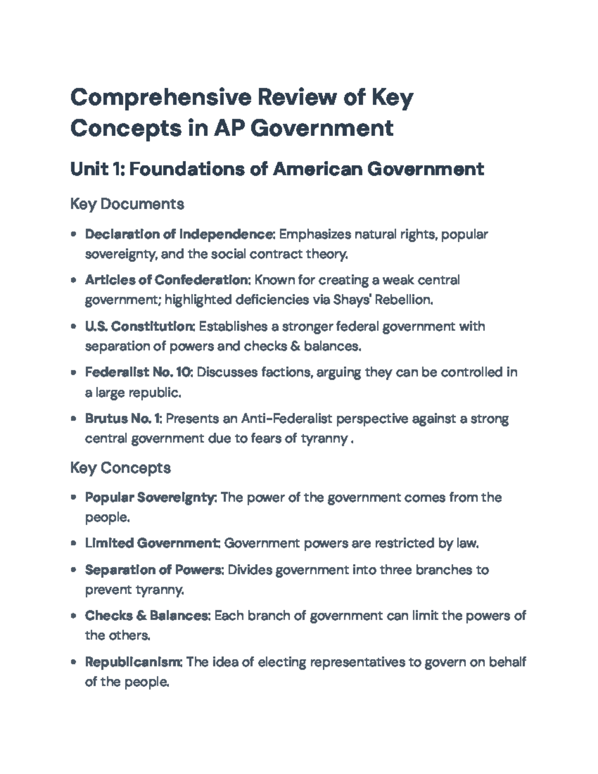 AP Government Final Exam Review: Key Concepts & Supreme Court Cases ...