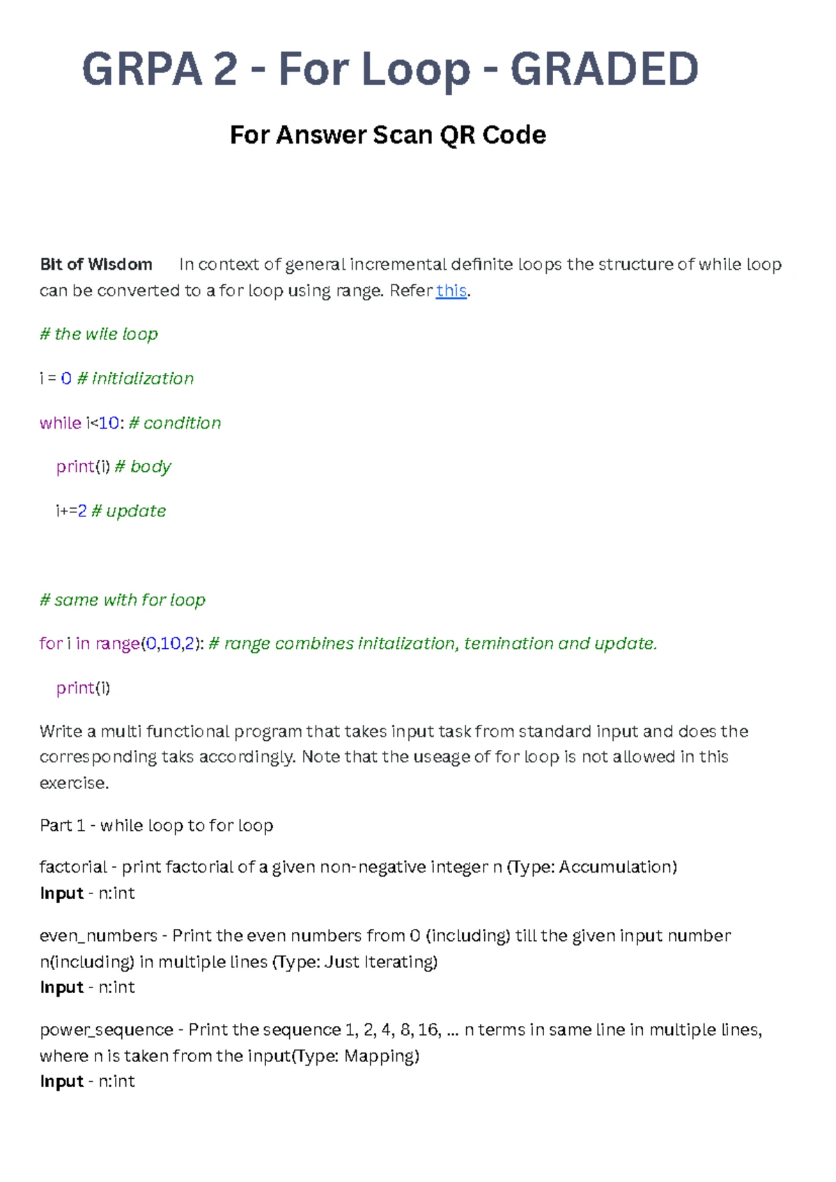 Week 3 GRPA 3 - Nested Loops Programming Task (Graded) - Studocu