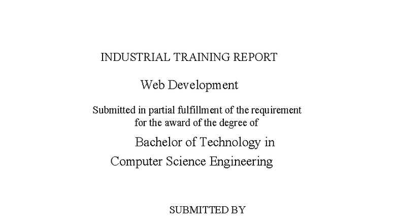 B.Tech CSE Industrial Training Report: Web Development Bootcamp - Studocu