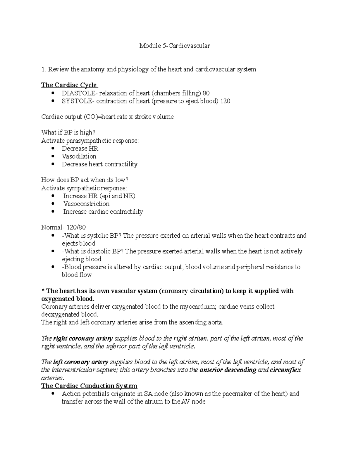 Module 5-Cardio (new) - complete - Module 5-Cardiovascular Review the ...