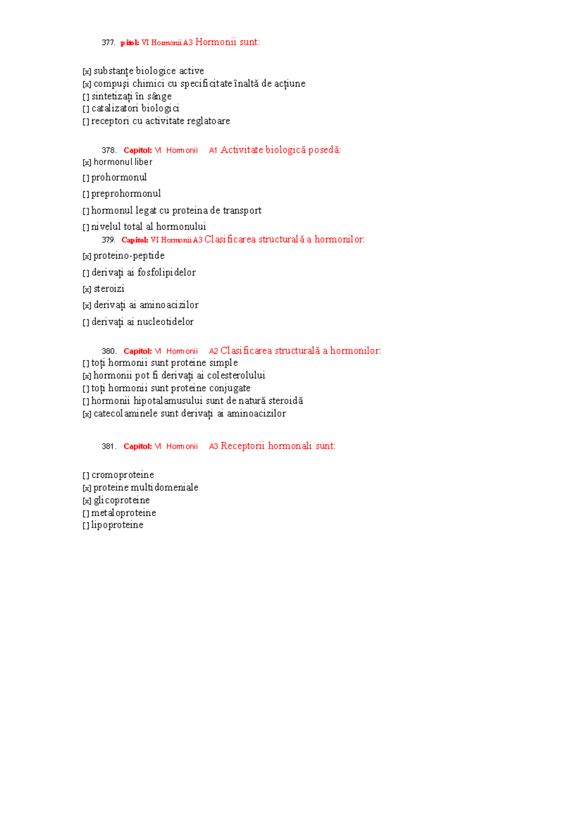 Totalizare Hormonii A3 - Note pentru Capitolul VI de Chimie - Studocu