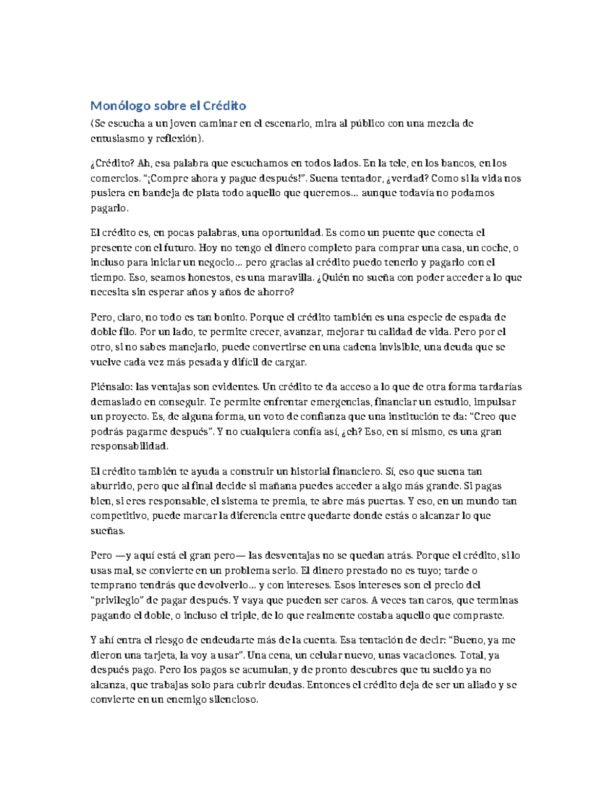 Credito: Ventajas y Desventajas del Uso Responsable - Studocu