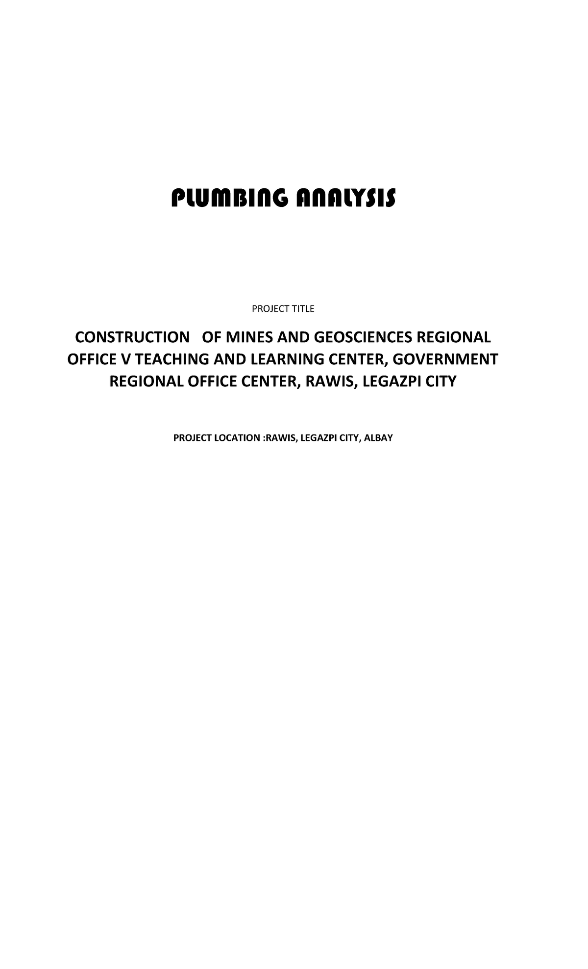 MGB Plumbing Analysis Project: Sizing for Drainage Systems - Studocu