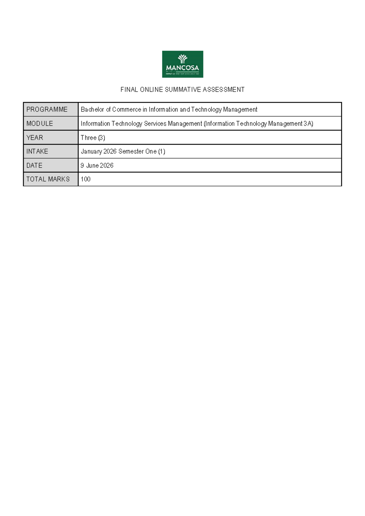 BCom ITM 3A Final Exam: Digital Transformation at Imbokodo Health ...