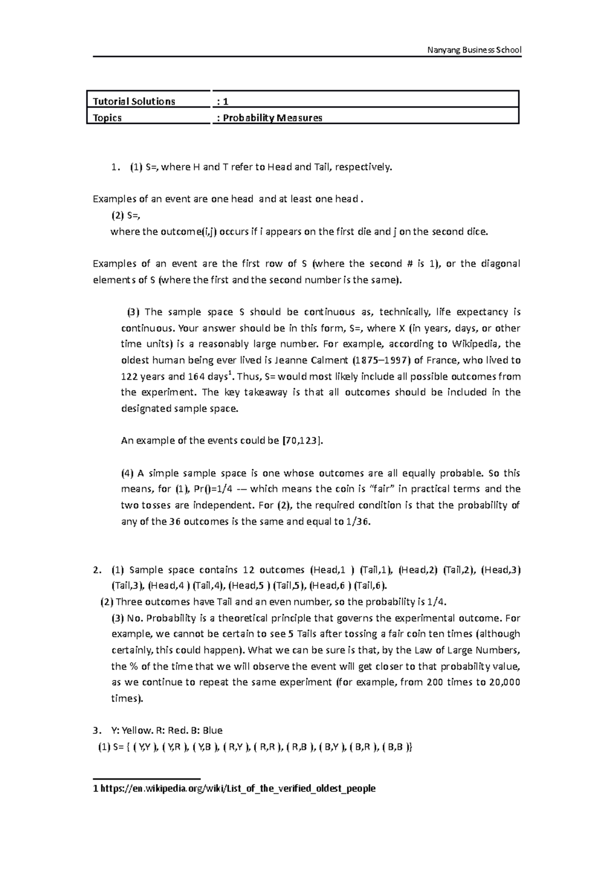NBS Probability Measures Tutorial Solutions - Week 1 Answers - Studocu