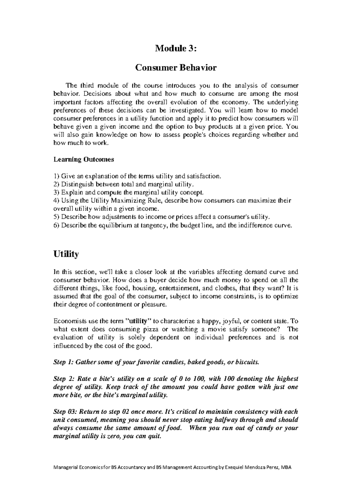 Module 3: Consumer Behavior Analysis in Managerial Economics - Studocu