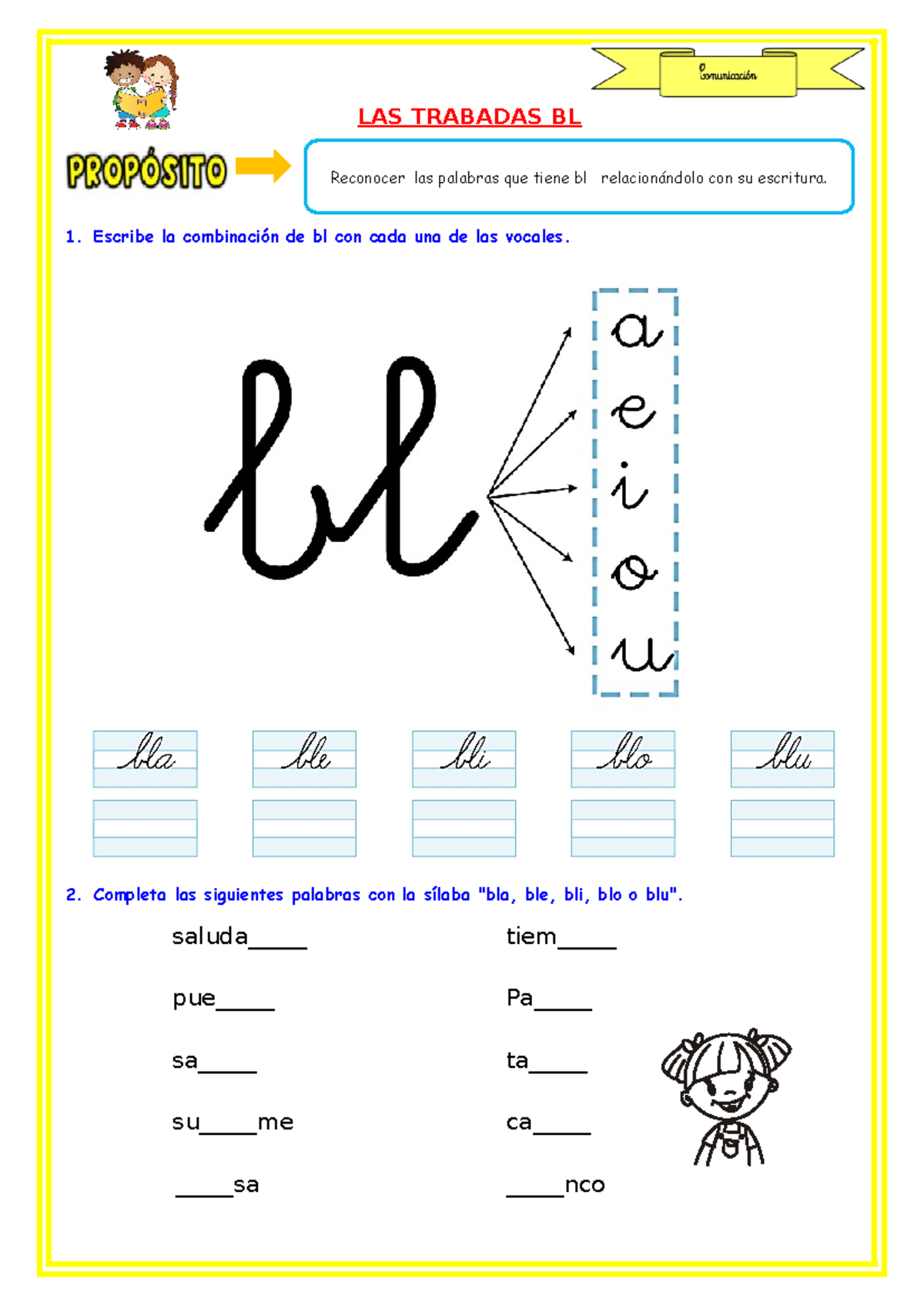 Trabadas BL - Ejercicios de Combinación y Reconocimiento de Palabras ...