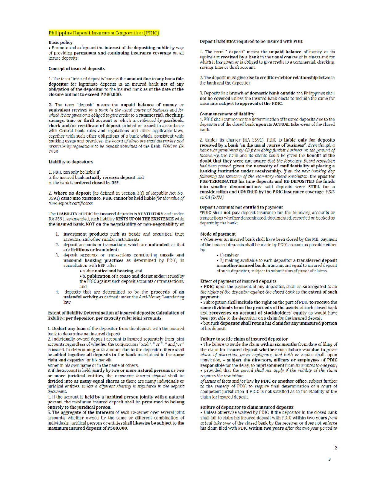 PDIC Notes: Understanding Deposit Insurance Policies and Liabilities ...