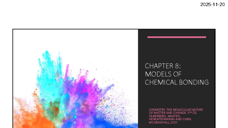 CHAPTER 8: MODELS OF CHEMICAL BONDING & LEWIS STRUCTURES (CHEM 3RD CE ...