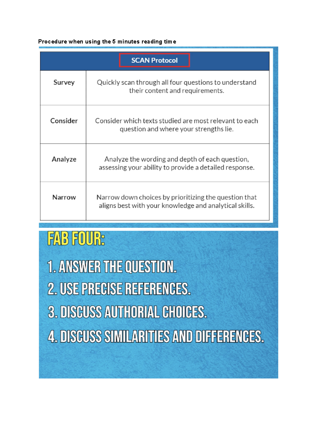 IB english paper 2 - Procedure when using the 5 minutes reading time ...
