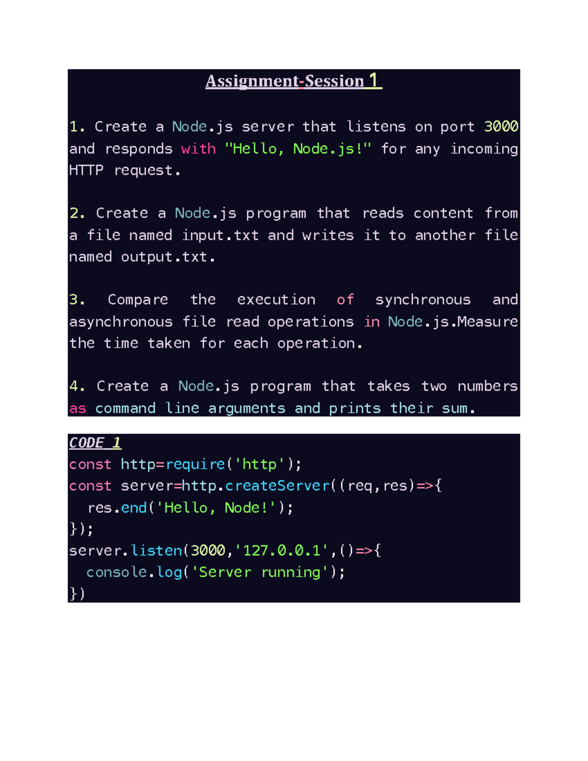 Assignment 1 - Node.js Server & File Operations (CS101) - Studocu