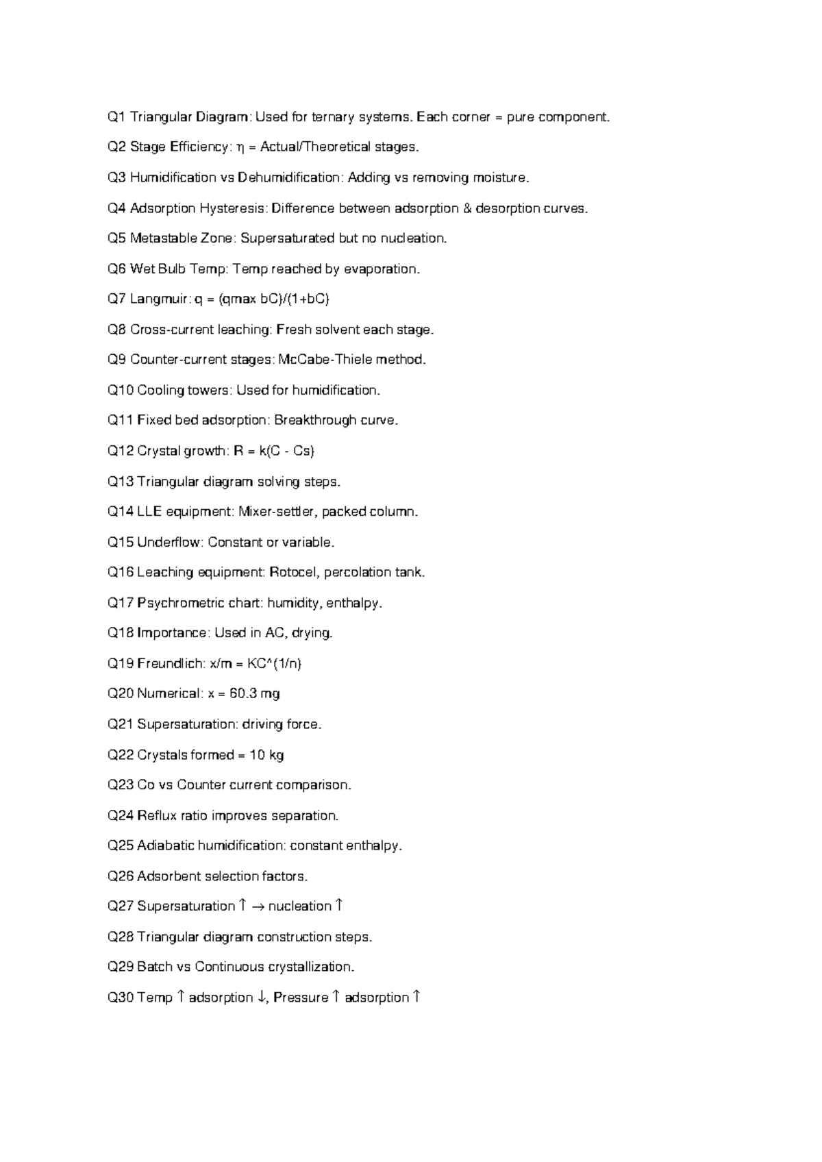 Mass Transfer (CHEM 301) Handwritten Notes: Key Concepts & Diagrams ...