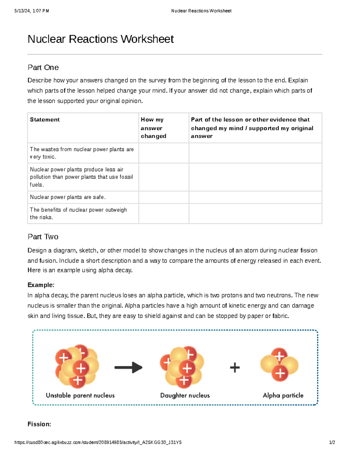6.06 WS physical science - 5/13/24, 1:07 PM Nuclear Reactions Worksheet ...