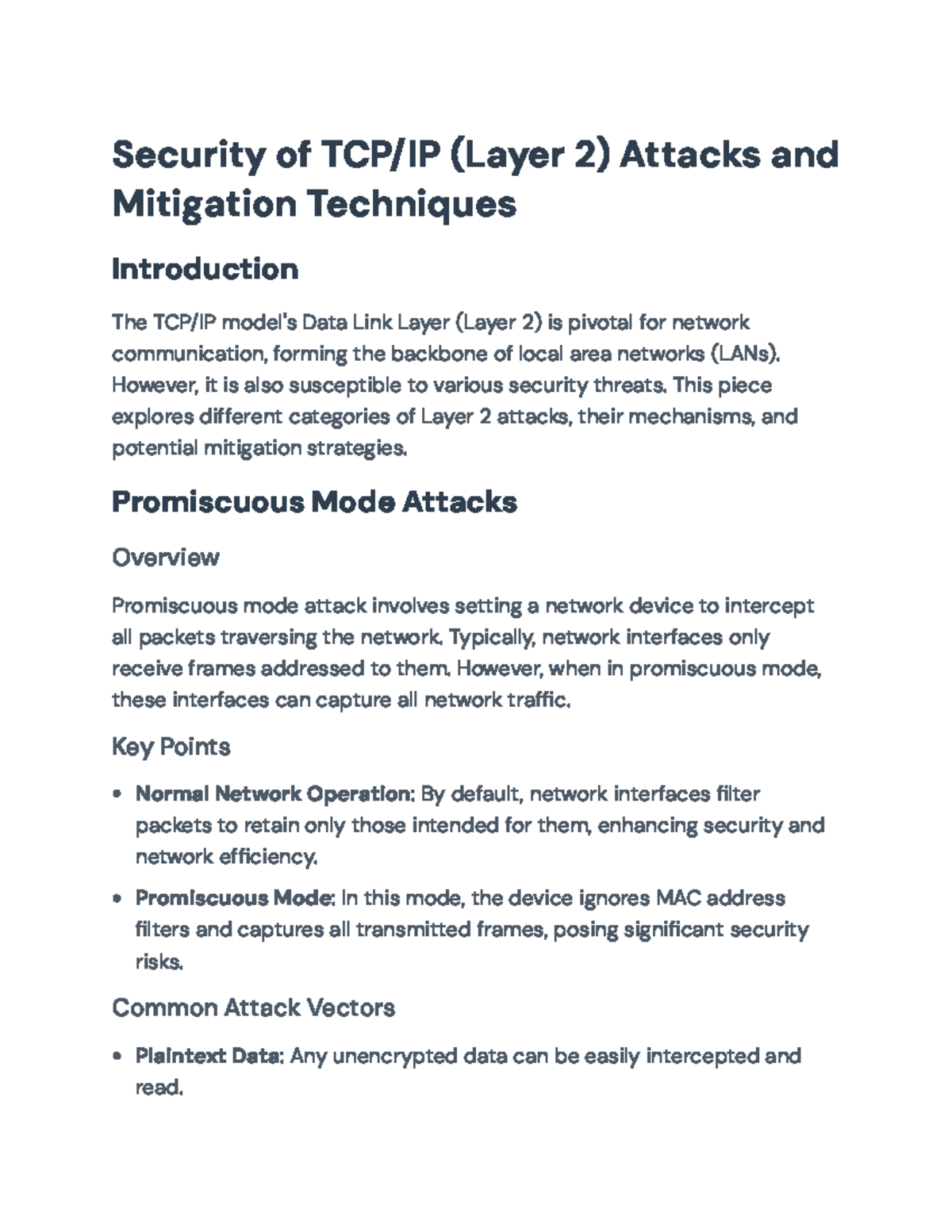 Security of TCP/IP Layer 2: Attacks, Mechanisms & Mitigation Strategies - Security of TCP/IP ...