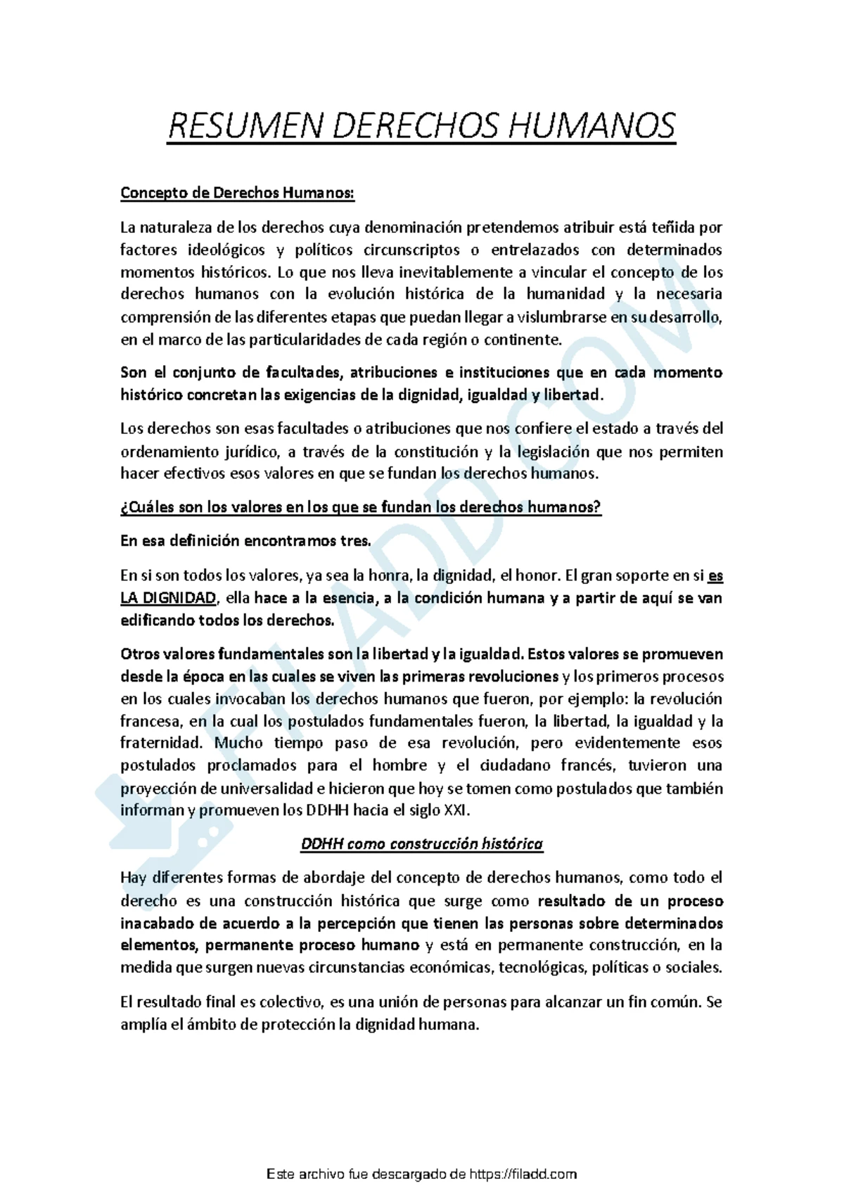 Resumen Completo Derechos Humanos - RESUMEN DERECHOS HUMANOS Concepto ...