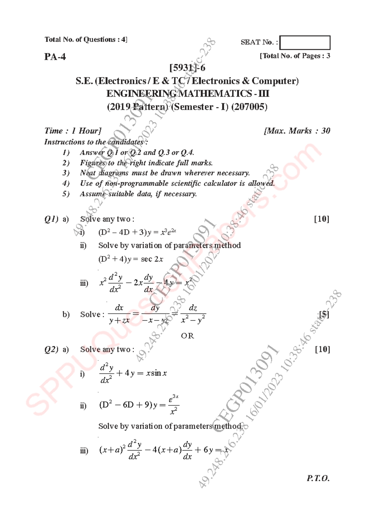 Engineering Mathematics III (M3) - Semester 3 Exam Notes (2019 Pattern ...