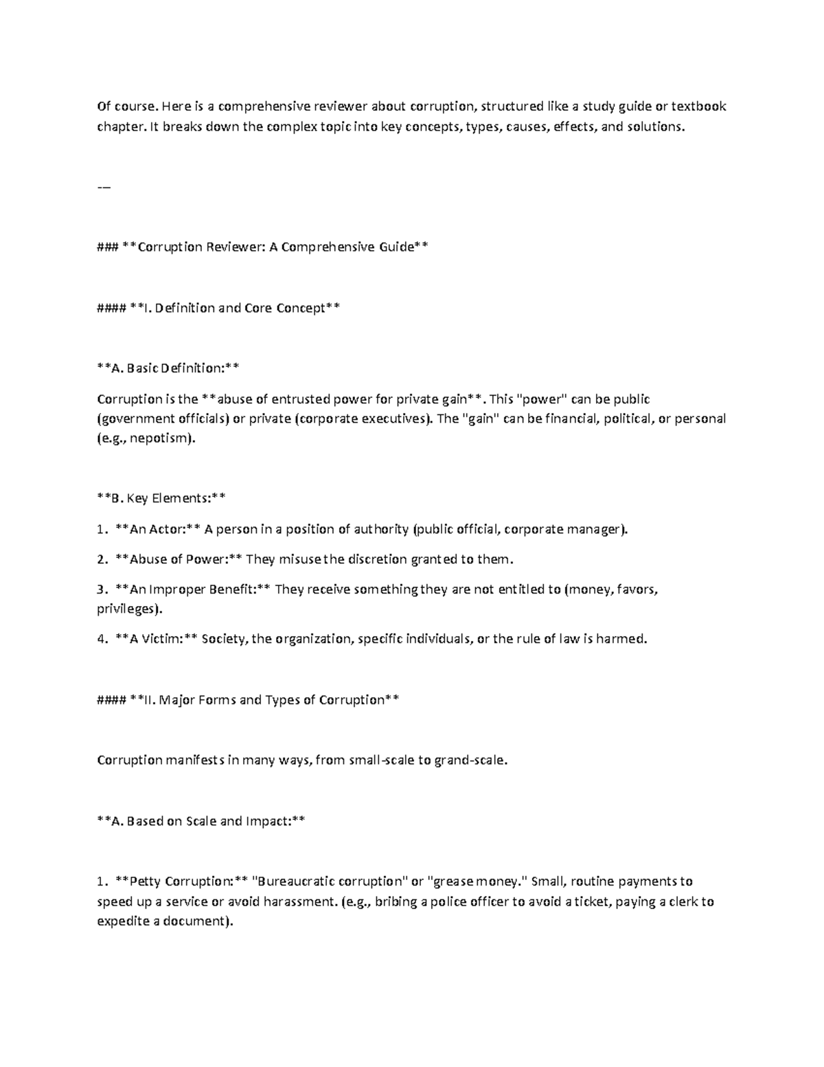 Corruption: A Comprehensive Study Guide on Causes, Effects, and ...