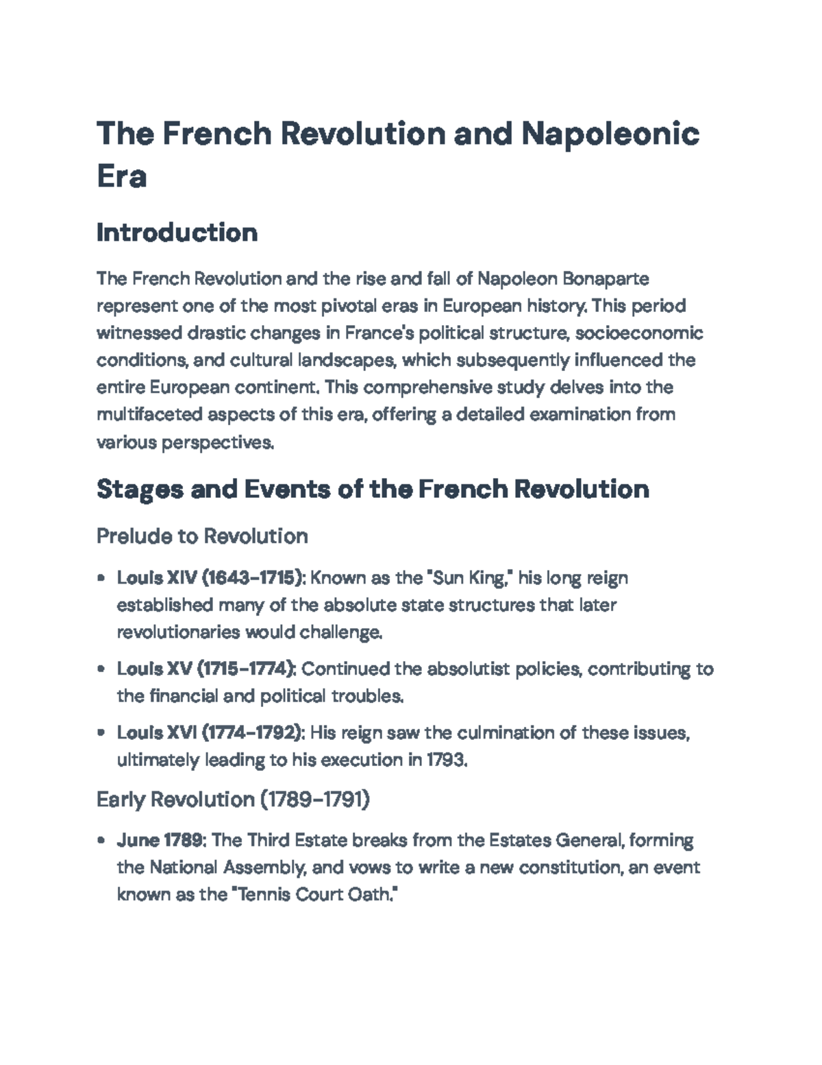 The French Revolution and Napoleonic Era Overview: Key Events and ...