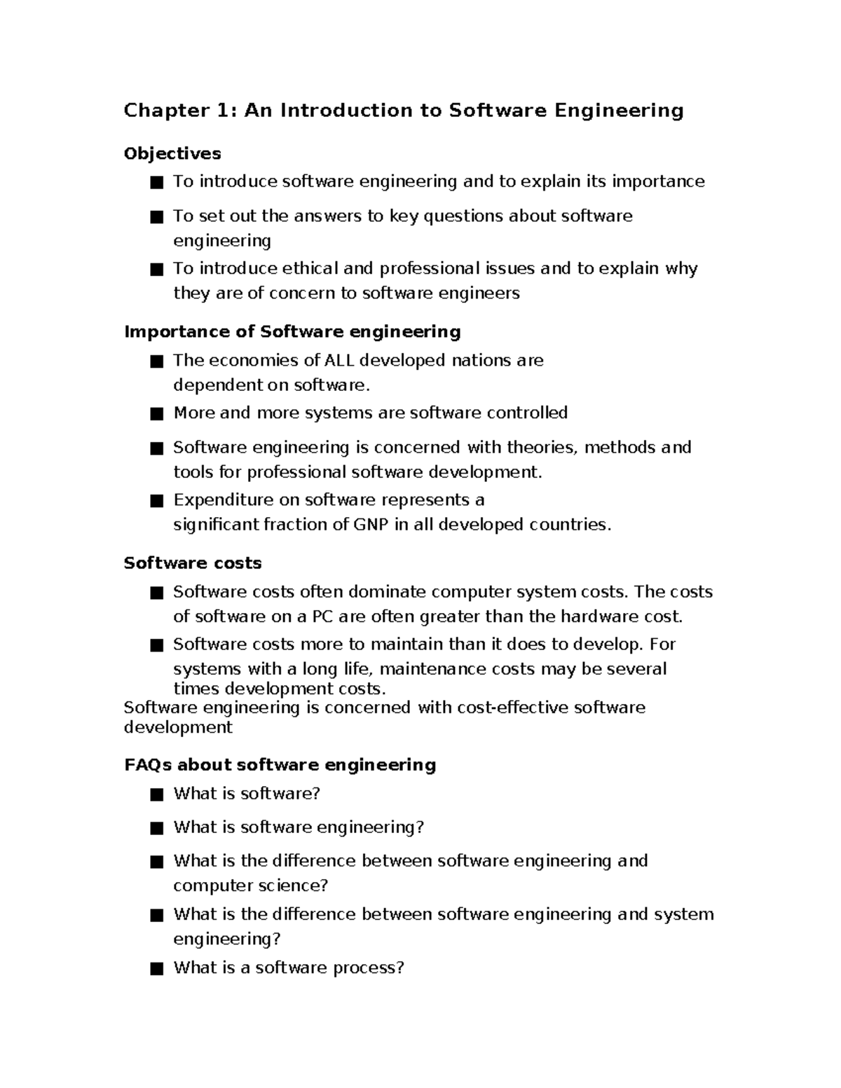 Chapter 1: Introduction to Software Engineering Concepts and Importance ...