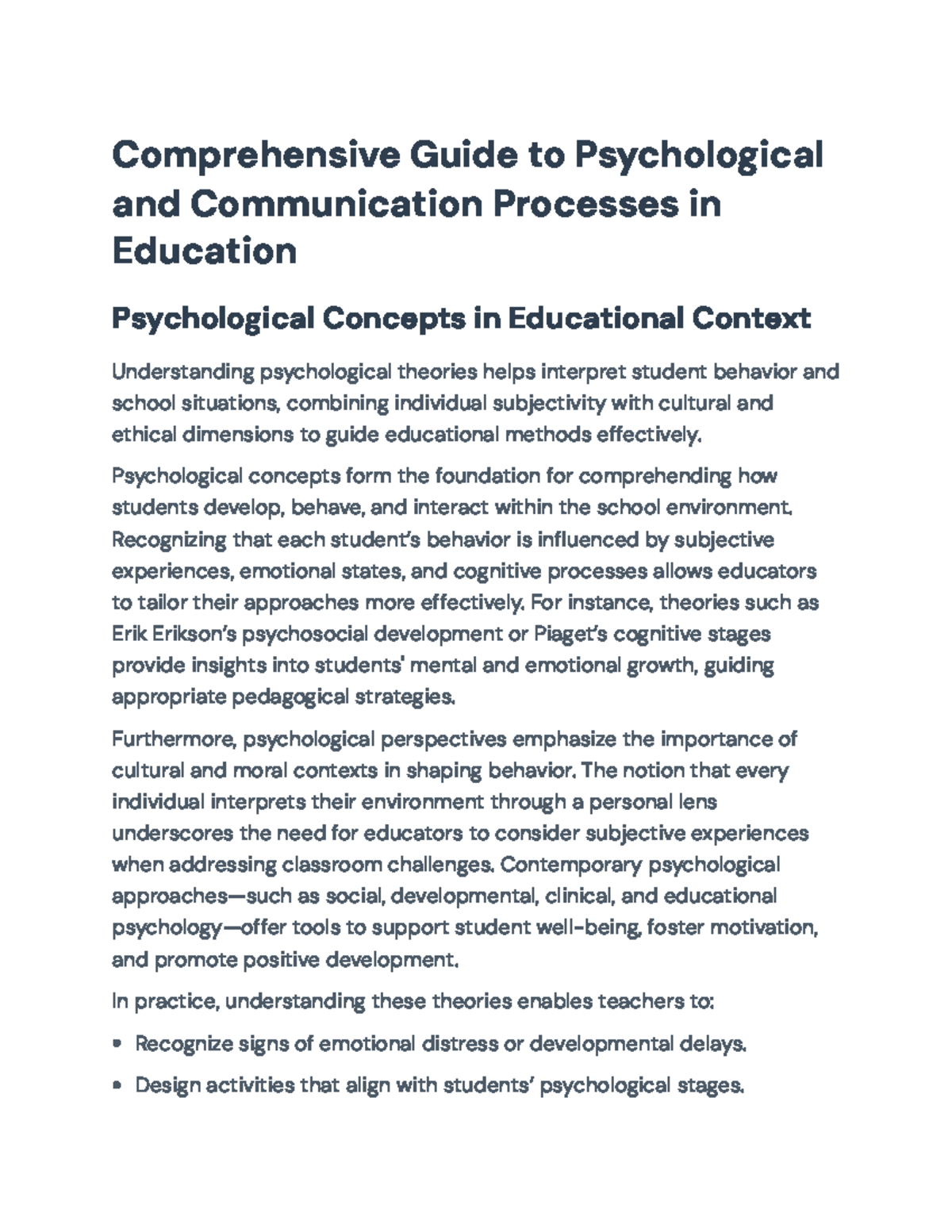 Comprehensive Guide to Psychological Concepts in Education (EDU 101 ...