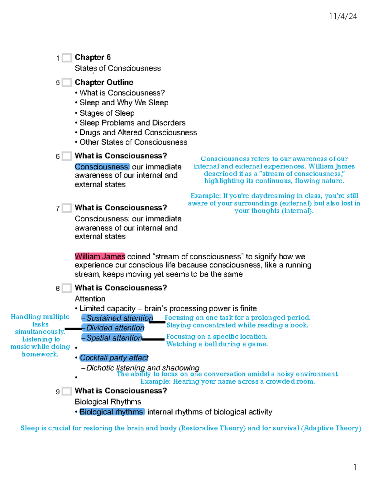 psychology 1000 chapter 6 notes - 11/4/ 1 Chapter 6 States of ...